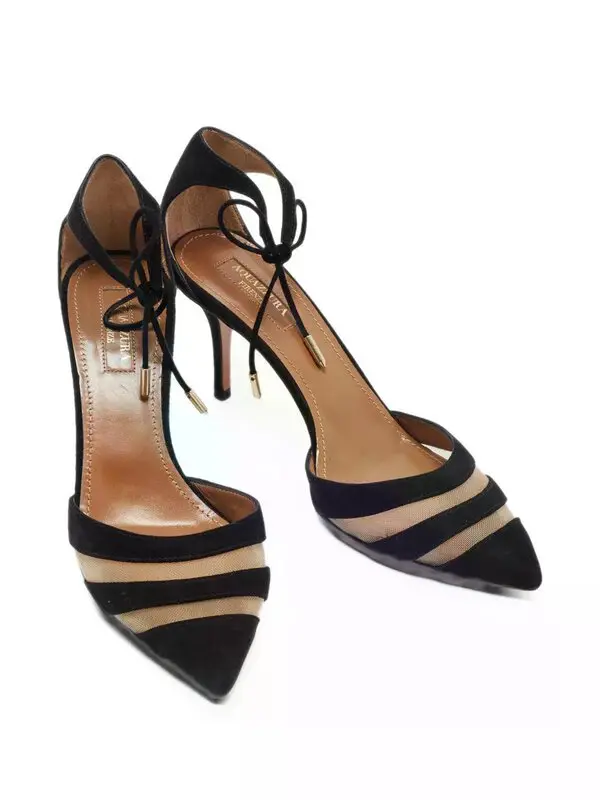 AQUAZZURA Mesh Suede Pumps - Black