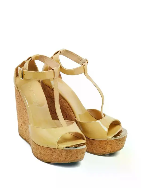 JIMMY CHOO Leather Wedge-heel Sandals