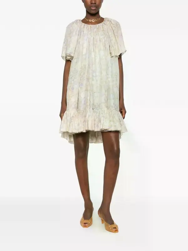 Chloé Floral-print Pleated Mini Dress