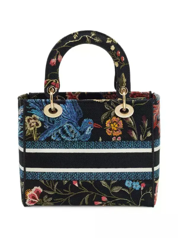 Dior 2022 Medium Lady D-lite Floral-embroidered Tote Bag