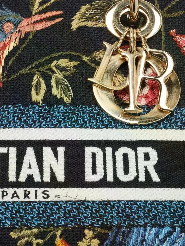 Dior 2022 Medium Lady D-lite Floral-embroidered Tote Bag