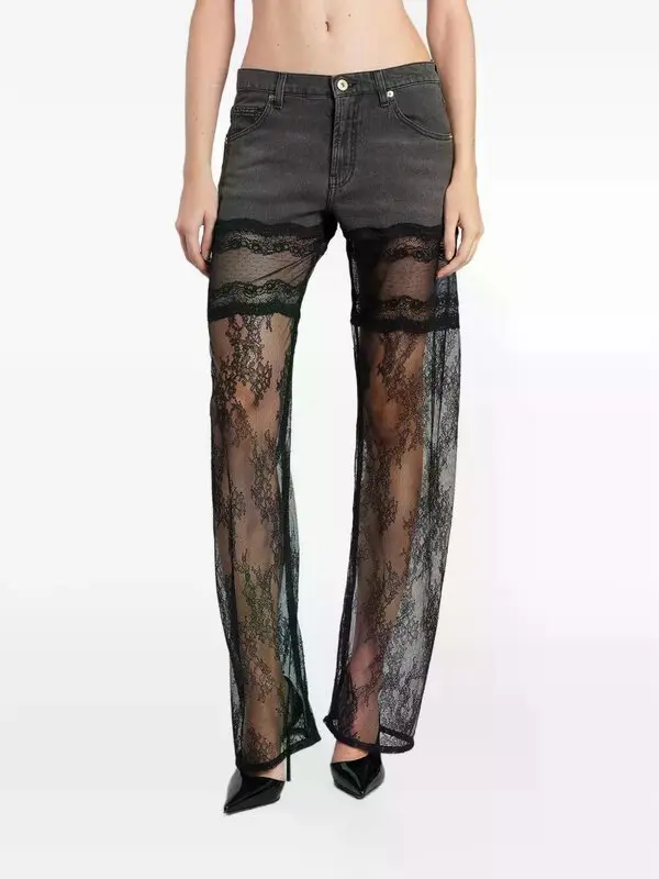 Blumarine Lace-panelled Jeans - Black