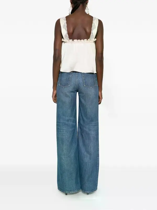Chloé Ruffle-trimmed Lace-insert Top - Neutrals