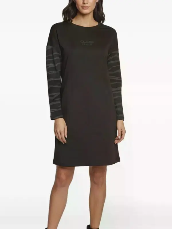 Roberto Cavalli Zebra-print Long-sleeve Midi Dress