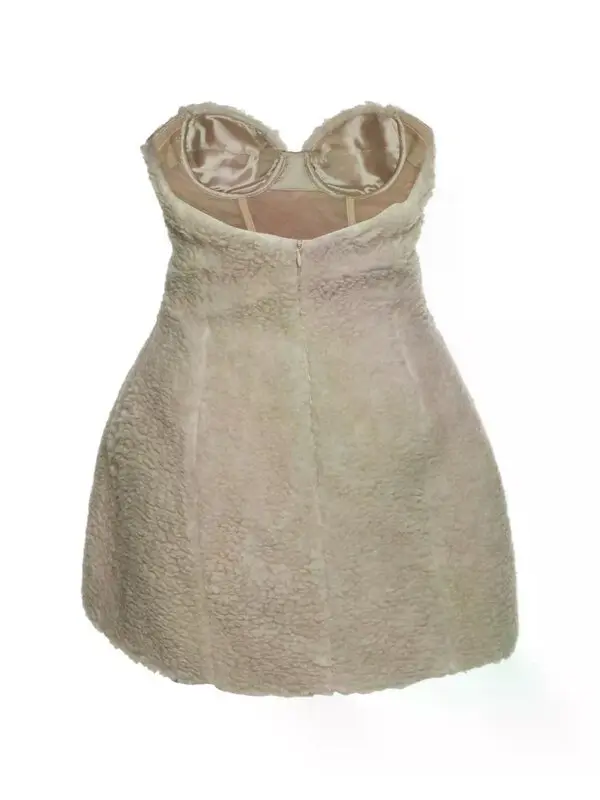 Giuseppe Di Morabito Strapless Teddy-fleece Mini Dress - Neutrals