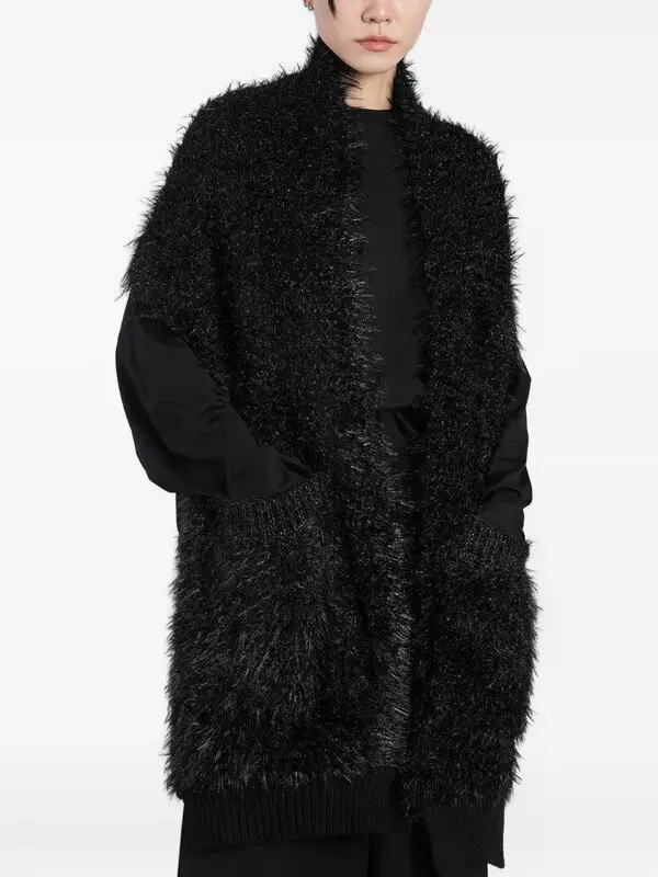 Junya Watanabe Shaggy Knit Sleeveless Coat - Black