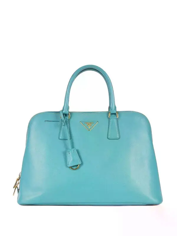 Prada Large Promenade Leather Tote Bag - Blue
