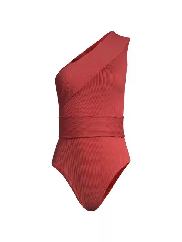 HAIGHT. Maria Ribbed One-shoulder Swimsuit - Red