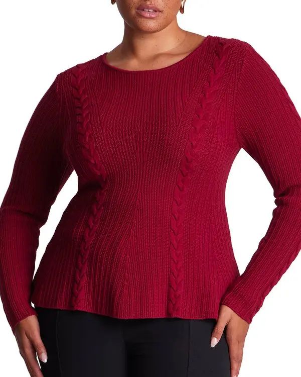 ESTELLE Eveline Peplum Ribbed Knit Sweater