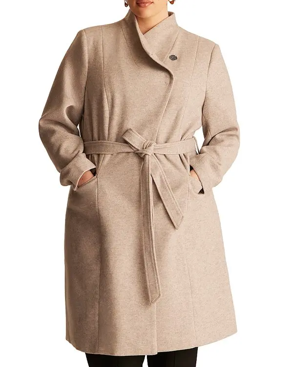 ESTELLE Ren Asymmetric Belted Coat - Fog