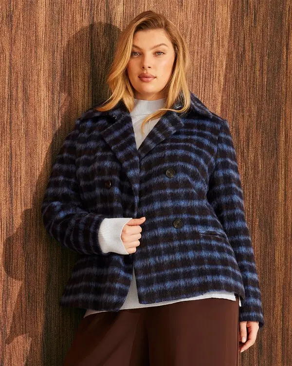 ESTELLE Nightfall Check Double Breasted Coat