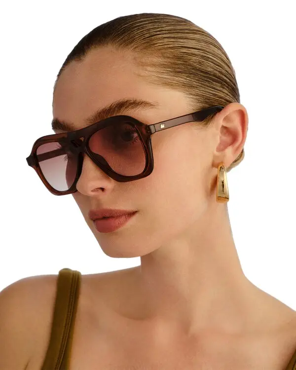 Le Specs Drizzle Aviator Sunglasses, 56mm - Cocoa