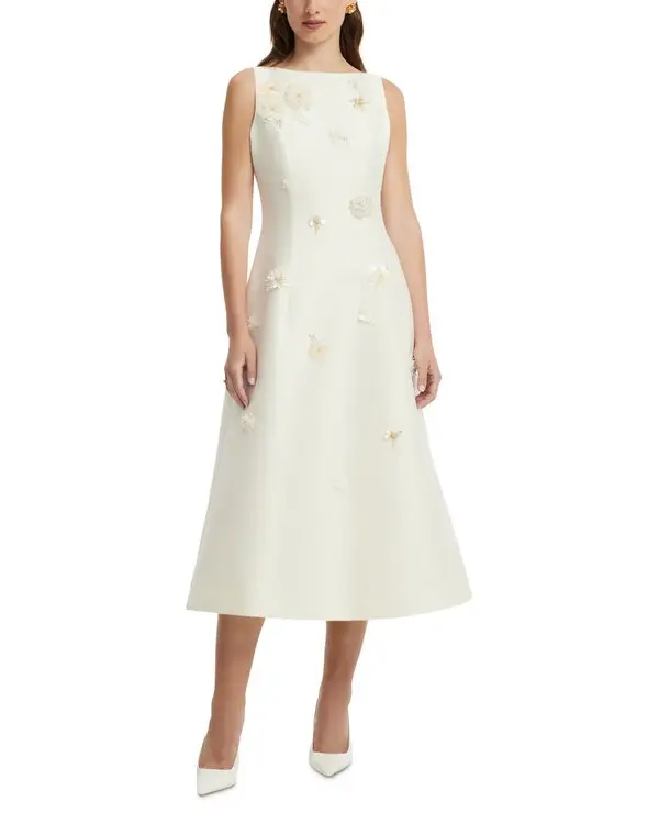 LEO LIN Cleo Wool & Silk Embellished Sleeveless Midi Dress