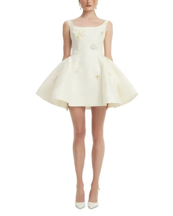 LEO LIN Zaya Wool & Silk Embellished Mini Dress
