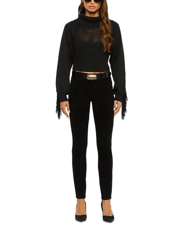 L'AGENCE Maddison Fringe Turtleneck Cropped Sweater
