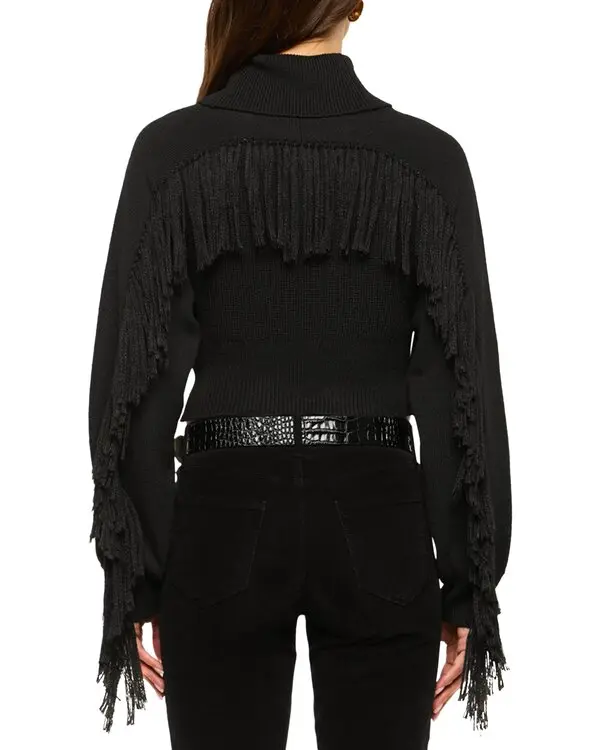 L'AGENCE Maddison Fringe Turtleneck Cropped Sweater