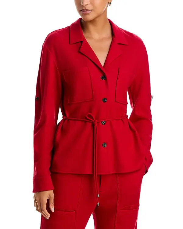 Rag & Bone Sonny Wool Tie Waist Shirt - Red