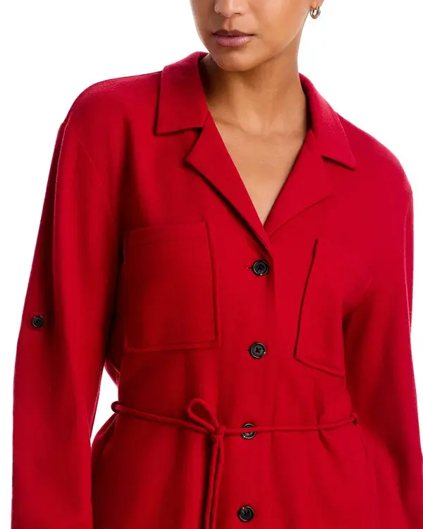 Rag & Bone Sonny Wool Tie Waist Shirt - Red