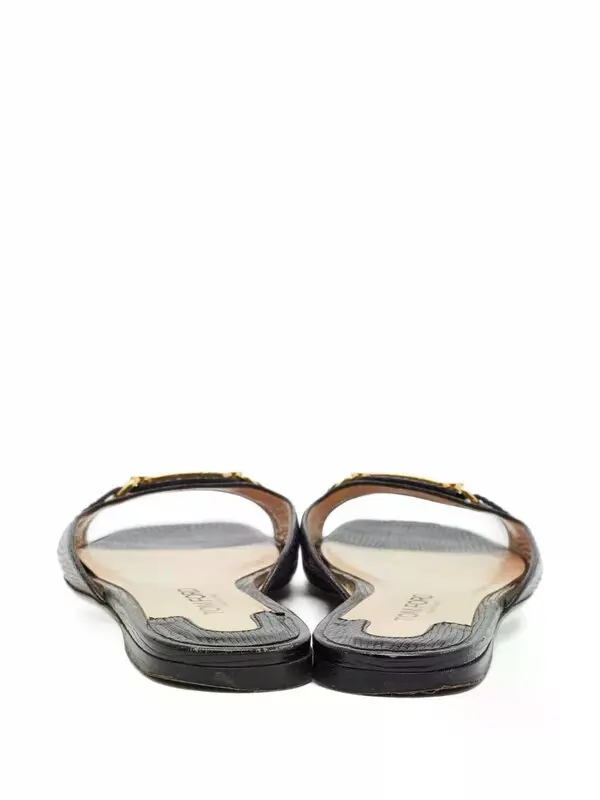 TOM FORD Whitney Lizard-embossed Flat Sandals - Black