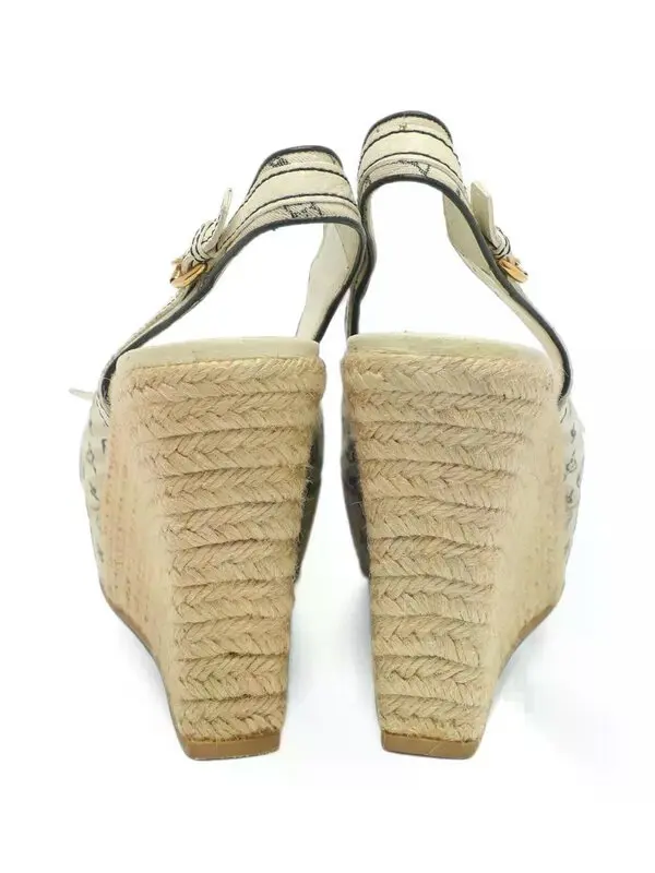 LOUIS VUITTON Monogram Croisette Canvas Wedge Sandals