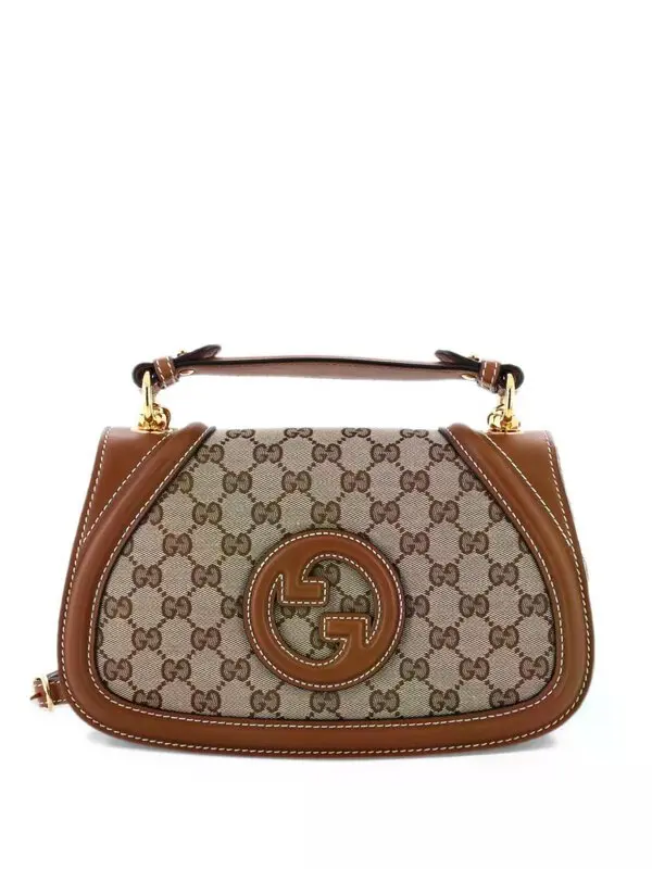 Gucci Blondie Nm Top Handle Bag Gg Coated Canvas With Leather Medium Shoulder Bag - Brown
