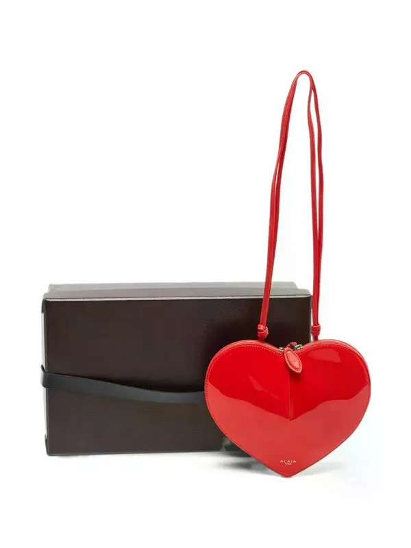 Alaïa Le Coeur Patent Leather Shoulder Bag - Red