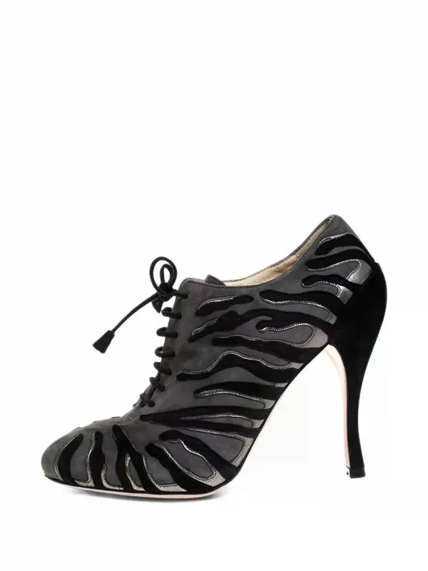 Prada Flame Lace-up Ankle Booties - Grey