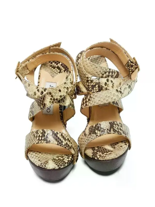 JIMMY CHOO Python-embossed Crossover-strap Sandals