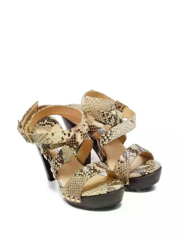 JIMMY CHOO Python-embossed Crossover-strap Sandals