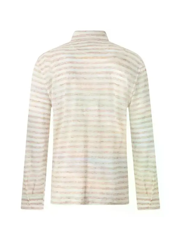 Fedeli Striped Long-sleeve Polo Shirt - Neutrals