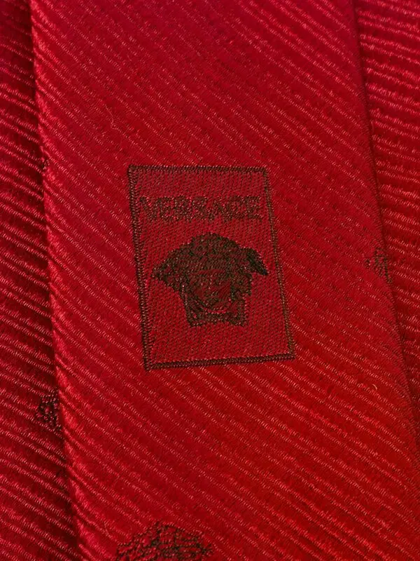 Versace Medusa Diagonal-striped Tie - Red