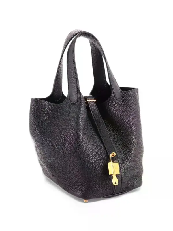 Hermès Picotin Lock Bag Clemence Pm Bucket Bag - Black