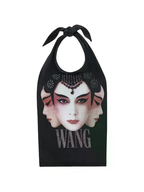 Alexander Wang Halter Top W/ Hotfix Graphic - Black