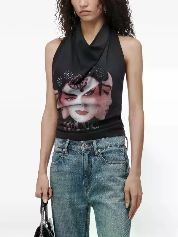 Alexander Wang Halter Top W/ Hotfix Graphic