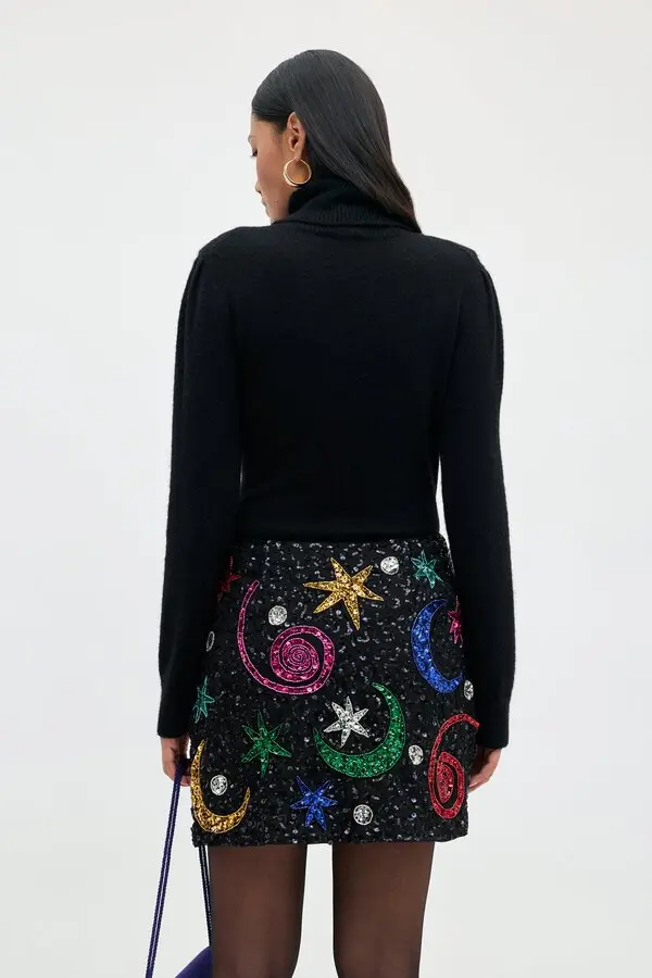 Rixo Minna Starry Moon Embellishment Black Regular