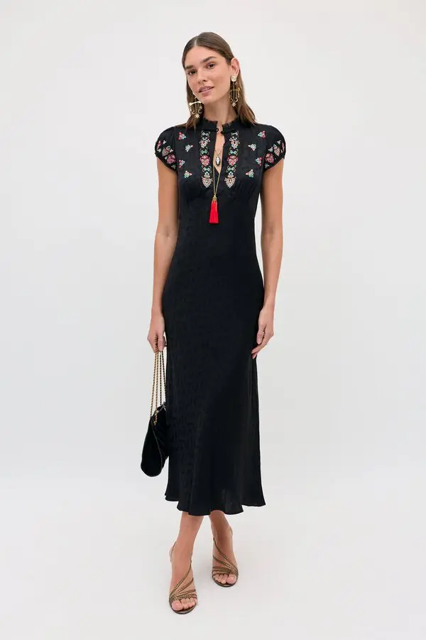 Rixo Oriana Rosewood Embroidery Regular