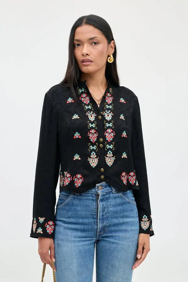 Rixo Charlotta Rosewood Embroidery Regular