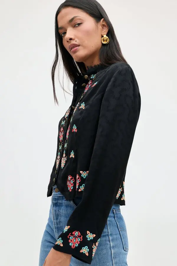 Rixo Charlotta Rosewood Embroidery Regular