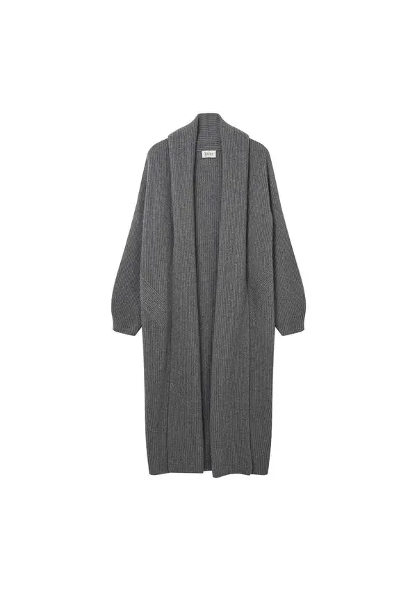 LOOP CASHMERE Ribbed Cashmere Coatigan In Pewter - Grey