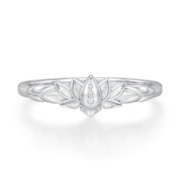 AZURA JEWELRY NEW YORK Lotus Of The Journey Ring White Gold Vermeil - Silver