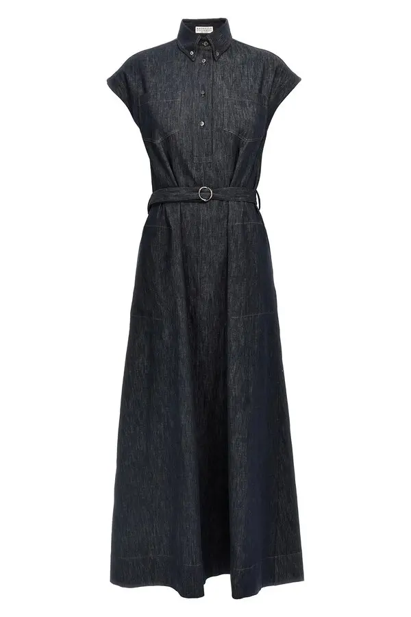Brunello Cucinelli Belted Denim Dress - No