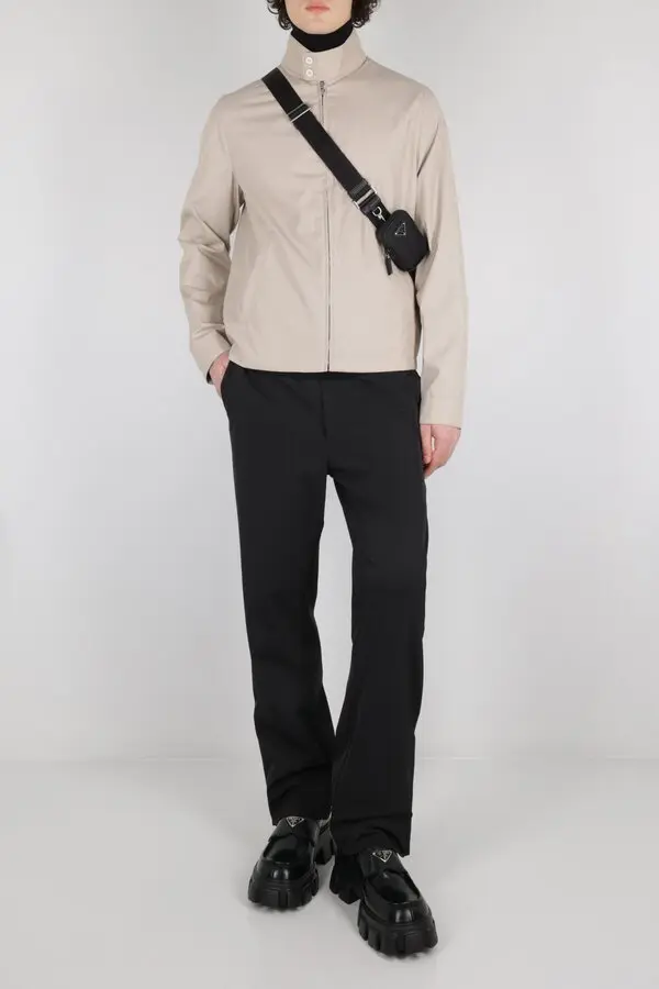Prada Logo Plaque Cropped Tailored Trousers
