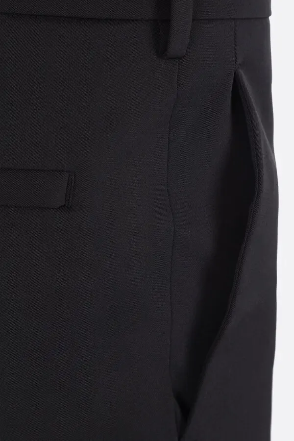 Prada Logo Plaque Cropped Tailored Trousers