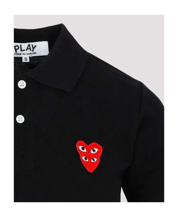 Play Comme Des Garcon Comme Des Garçons Play Double Heart Patch Polo Shirt