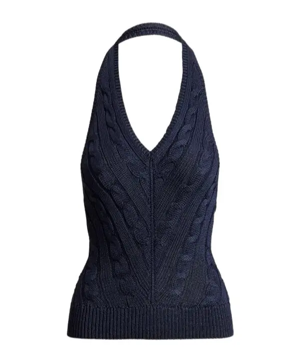 Ralph Lauren Cable-knit Halterneck Top - Navy