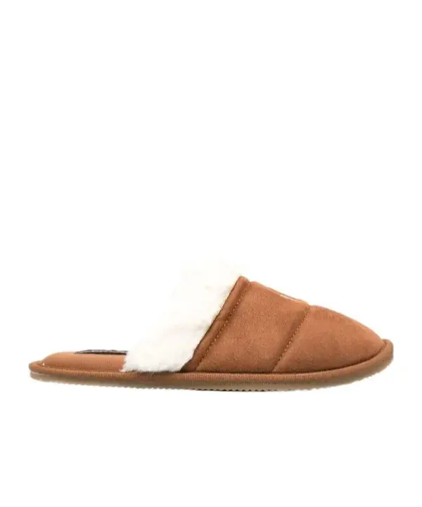 Polo Ralph Lauren Embroidered-logo Faux-fur Slippers - Brown