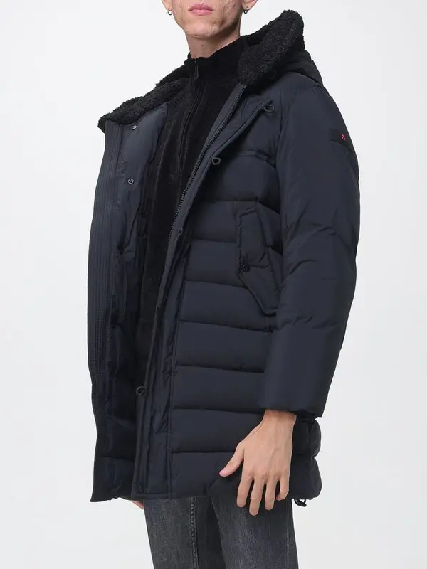 Peuterey Brabha Short Water-repellent Nylon Down Jacket With Shearling Hood - Black