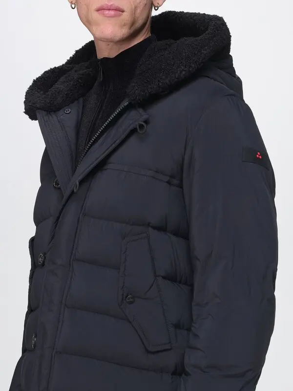Peuterey Brabha Short Water-repellent Nylon Down Jacket With Shearling Hood - Black