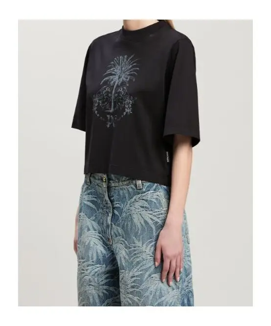 Palm Angels Palms Pencil Cotton Cropped Top
