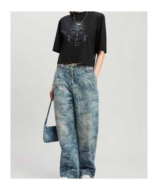 Palm Angels Palms Pencil Cotton Cropped Top
